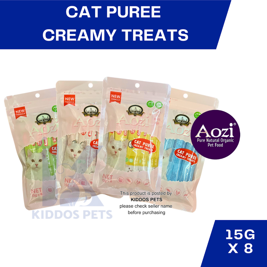 NEW! LIMITED Aozi Cat Puree Cat Creamy Treats (15G x 8pcs) KIDDOS PETS ...