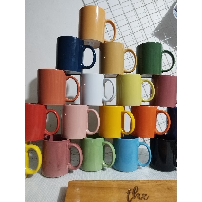 3pcs. Assorted Colored Coffee Mugs,Baso pang Kape,Microwavable,Ceramic ...
