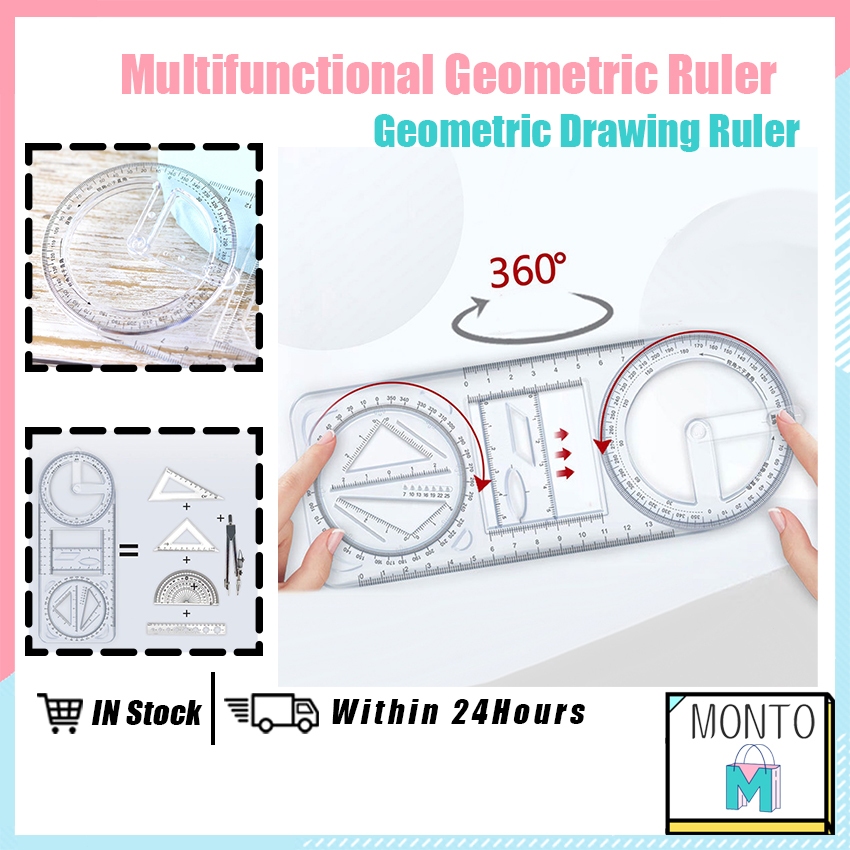 Student Geometric Ruler Multifunctional Drawing Ruler Geometric Ruler ...