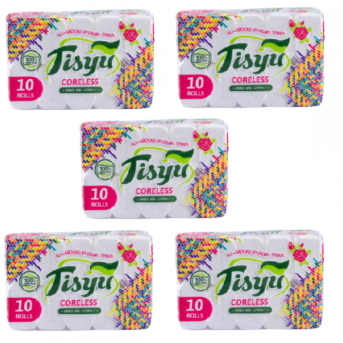 Tisyu Coreless Compact Tissue Paper 10's 30g (Pack of 5) | Shopee ...