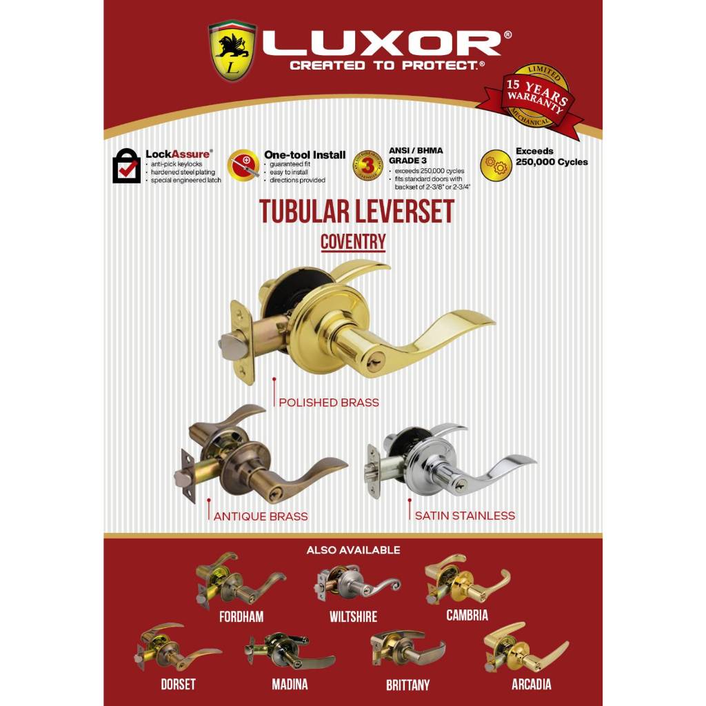 Luxor lever door lock lockset door knob doorknob leverset Coventry ...