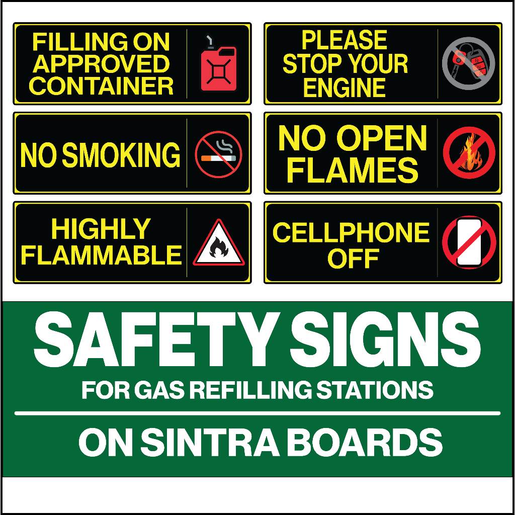 Safety Signs For Gasoline Refilling Stations, No Smoking Signs | Shopee ...