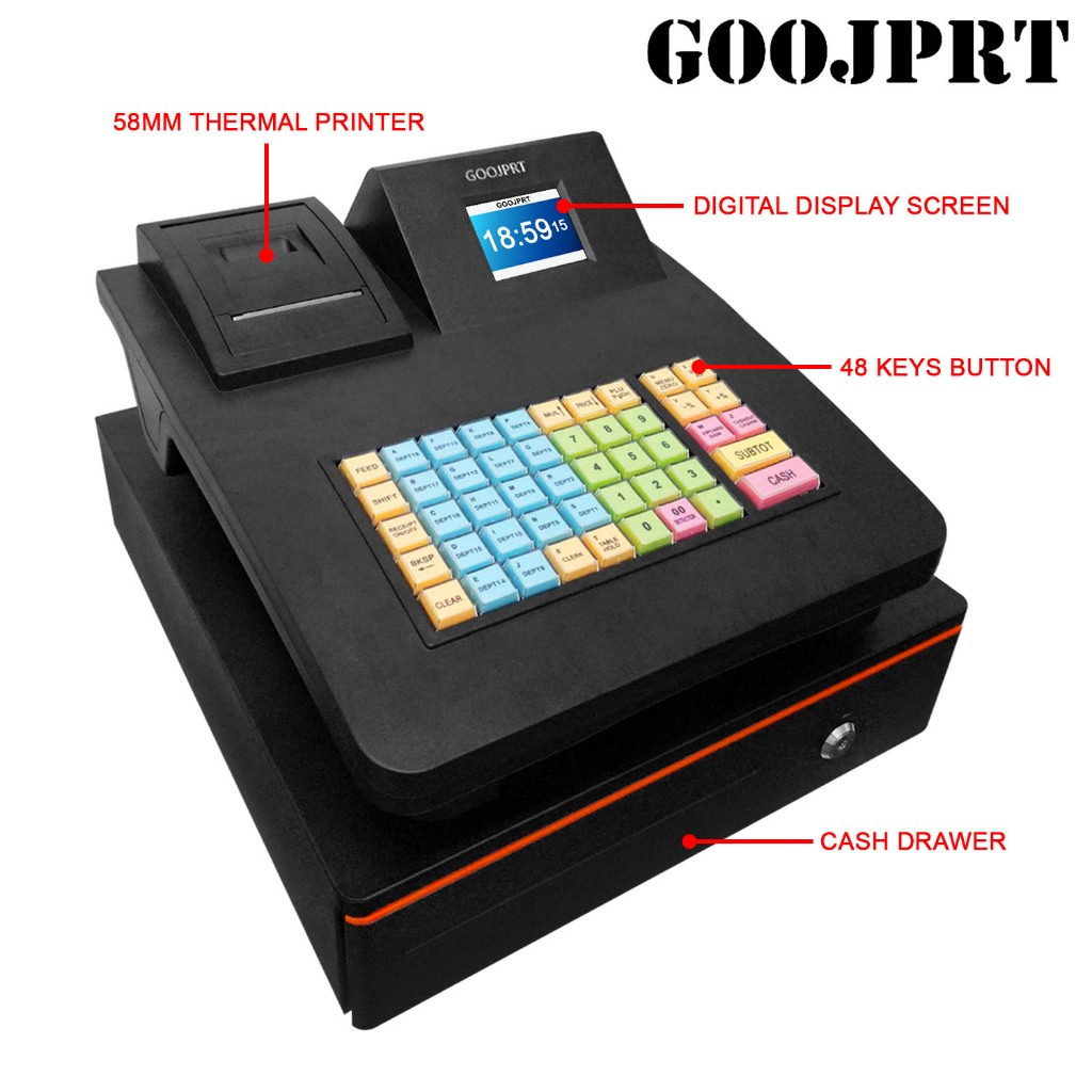 GP-686A POS System Electronic Cash Register with Thermal Printer & Cash ...