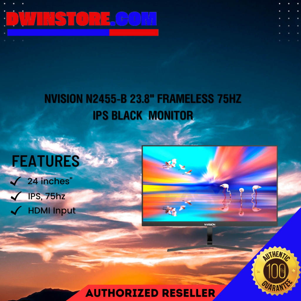 NVISION N2455-B 23.8 FRAMELESS 75HZ IPS BLACK MONITOR | Shopee Philippines