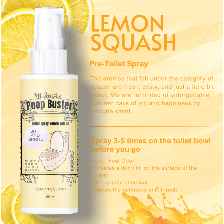 LEMON SQUASH Poop Buster! Toilet Spray, Odor Eliminator, POOP spray ...