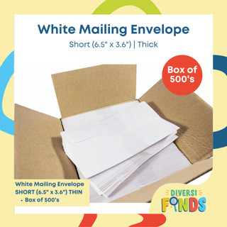 1BOX (500pcs) White Mailing Envelope Short (6 3/4X) and Long (10XX ...