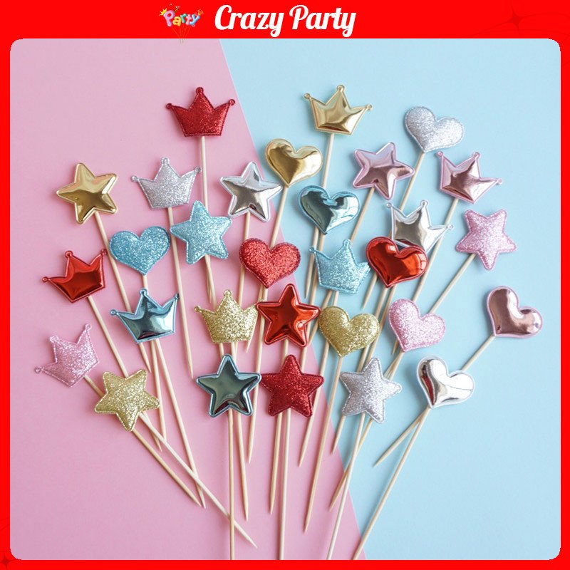 Crazy 5PCS Set Happy Birthday Gold Cake Topper Party Decoration Cupcake ...