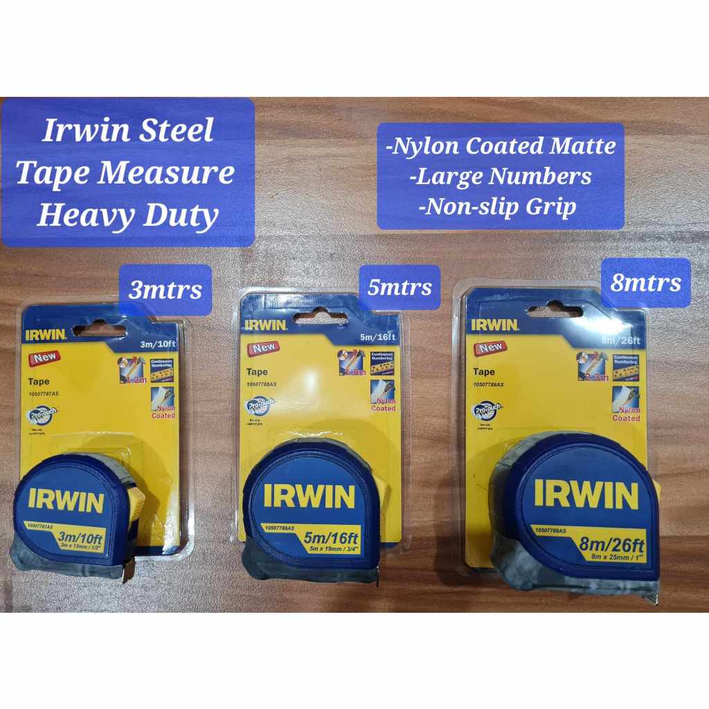 Irwin Steel Tape Measure / Heavy Duty Metro Nylon Coated ProTouch 3mtrs ...