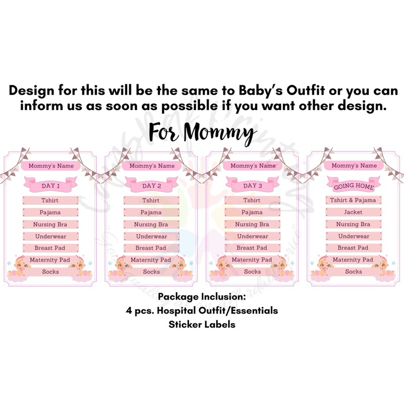 Baby/Mommy Outfit Hospital Stickers | 4 Stickers per Set | Shopee ...