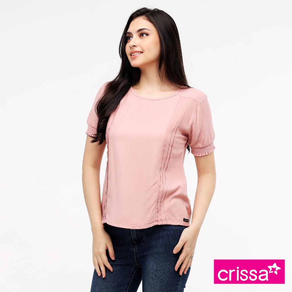 Crissa Woven Boldtwill Plain Short Sleeves Blouse CSLT25-0013 | Shopee ...
