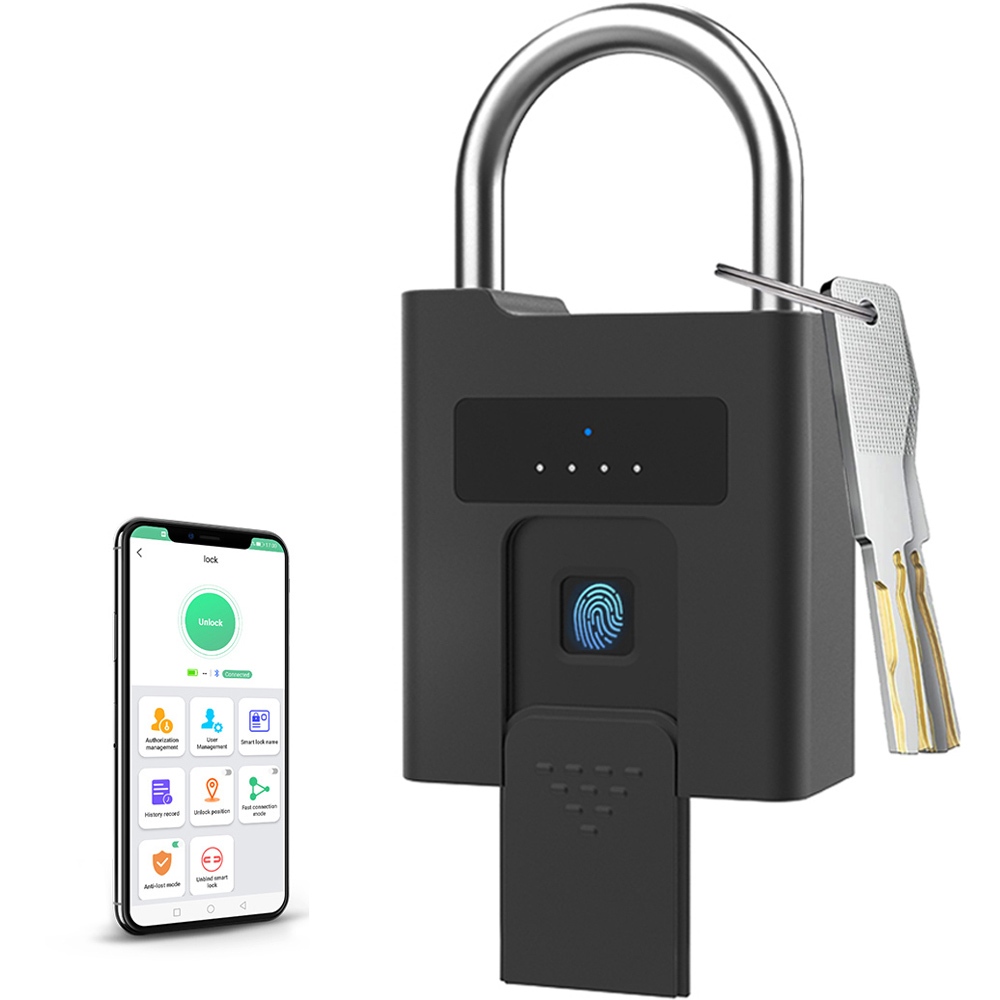 Waterproof Padlock Smart Fingerprint Padlock With Key Heavy Duty Door ...