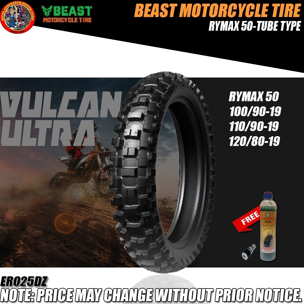 BEAST TIRE TUBE TYPE VULCAN RYMAX 50 (1 FREE TIRE SEALANT & PITO FOR ...