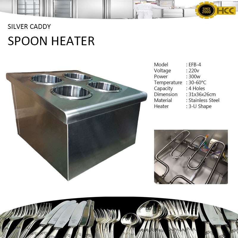 Electric Spoon Heater Silver Caddy Sterilizer 4 Holes Stainless Steel ...