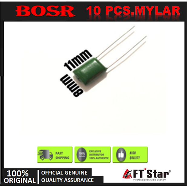 10 PCS MYLAR CAPACITOR 2A104J FOR MIC INPUT ANTI FEEDBACK | Shopee ...