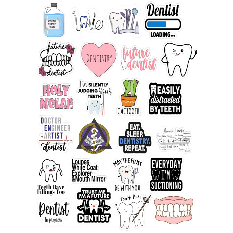 DENTISTRY STICKERS - VINYL GLOSSY/MATTE WATERPROOF (25 PCS) | Shopee ...