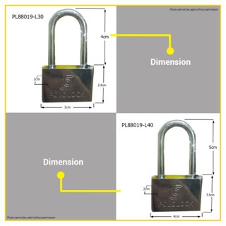 Pololock 40mm Top Security Lock Long Shackle With 4 Iron Keys Anti ...