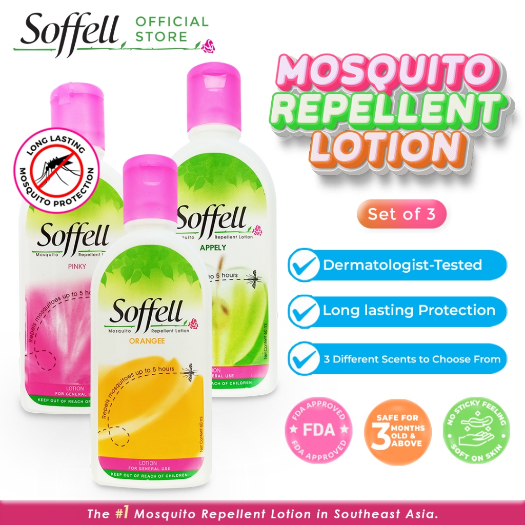 Soffell Mosquito Repellent Lotion All Scents Set Of 3 (60ml Each ...