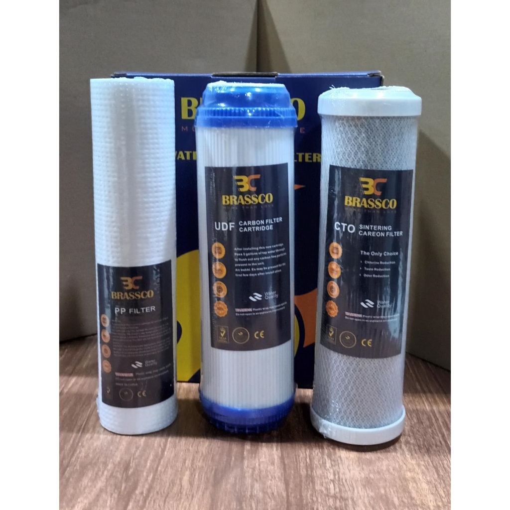 3 pcs BOXSET BRASSCO- All 10 inches 3 Stages - PP 1 micron / GAC UDF ...