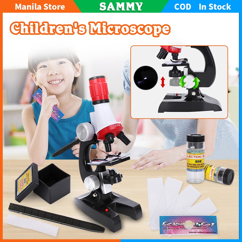 Science Kits For Kids Beginner Microscope With LED 100/400/1200X Home ...