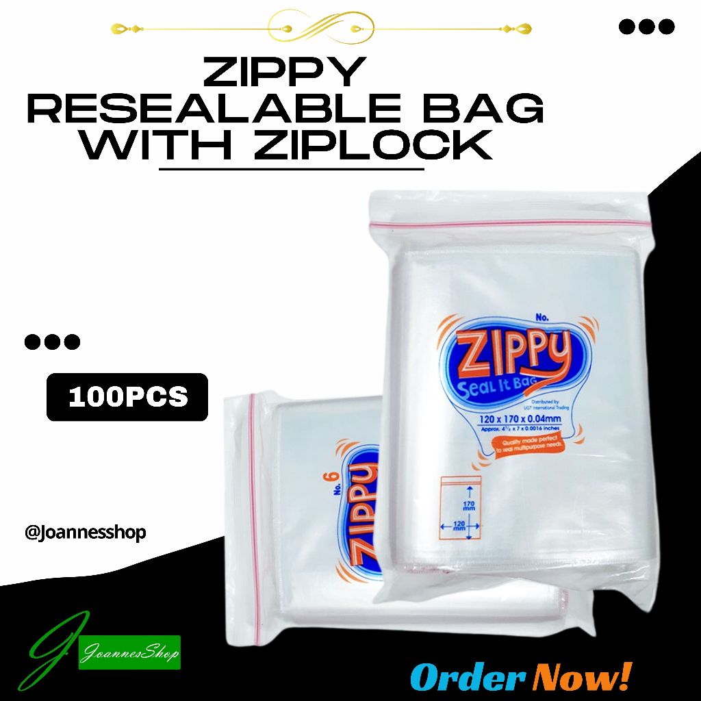 100 PCS ZIPPY RESEALABLE BAG WITH ZIPLOCK page 1 of 2 | Shopee Philippines