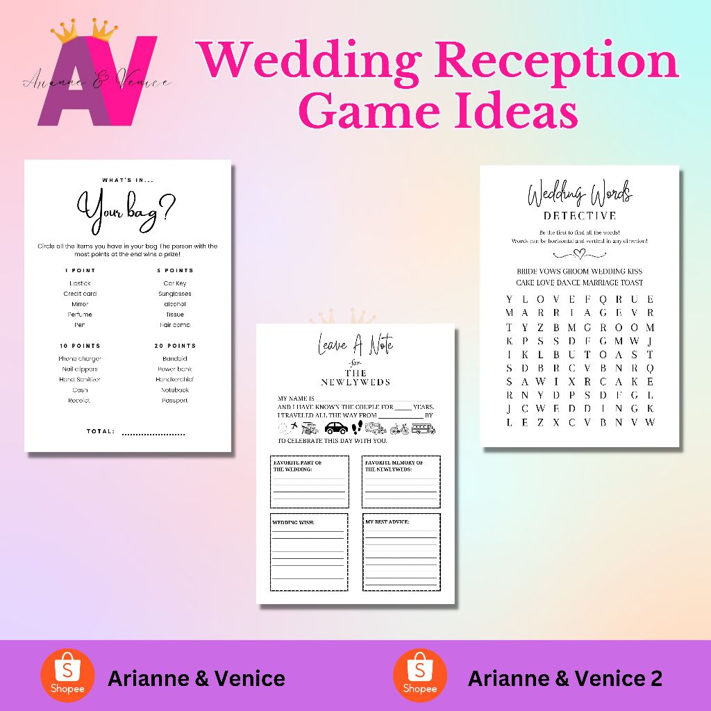 10 pcs Wedding Reception Game Ideas Game Cards for Events Birthday ...
