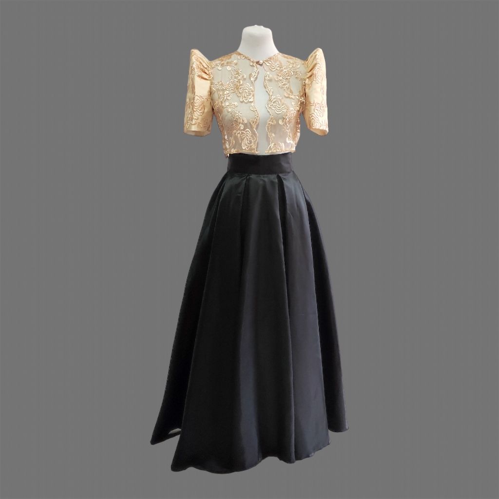 Modern Filipiniana Bolero Lace & Long skirt Black Terno | Shopee ...