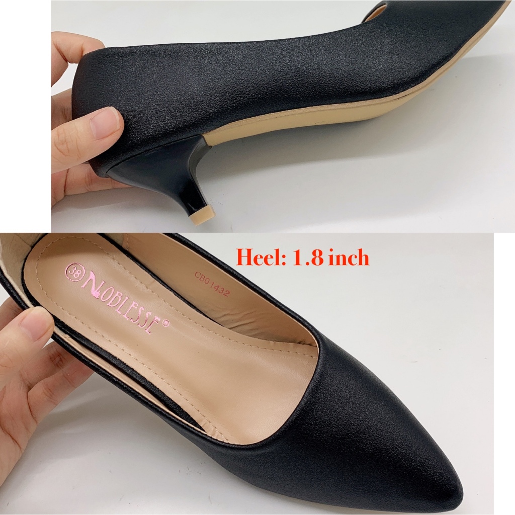 NOBLESSE Pointed Toe Black Office School Low Heel Shoes For Women ...