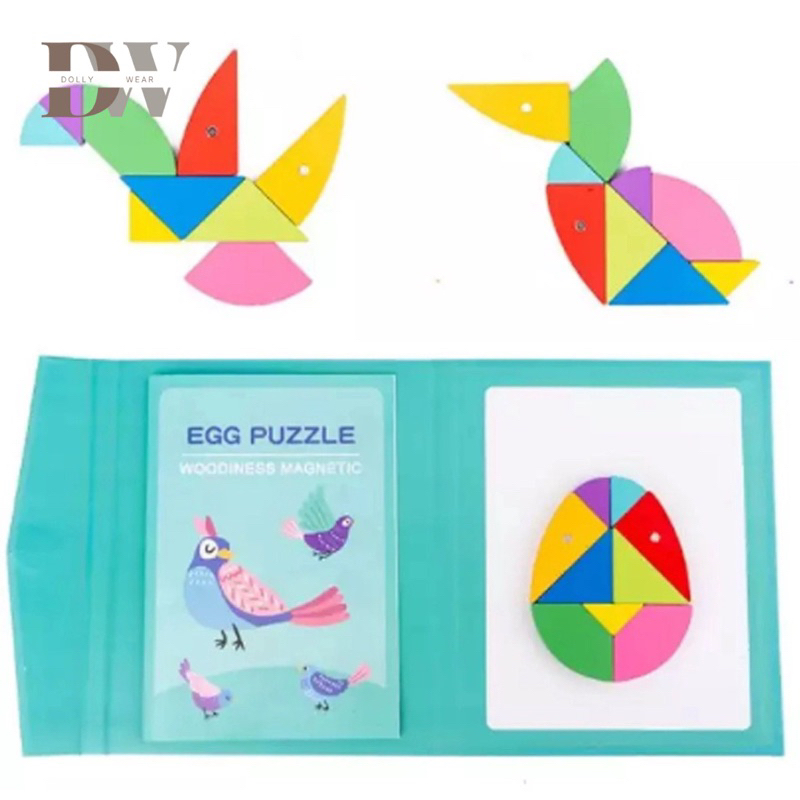 DW Wooden Pattern Tangram Magnetic Shapes Book Brain Teasers Games ...