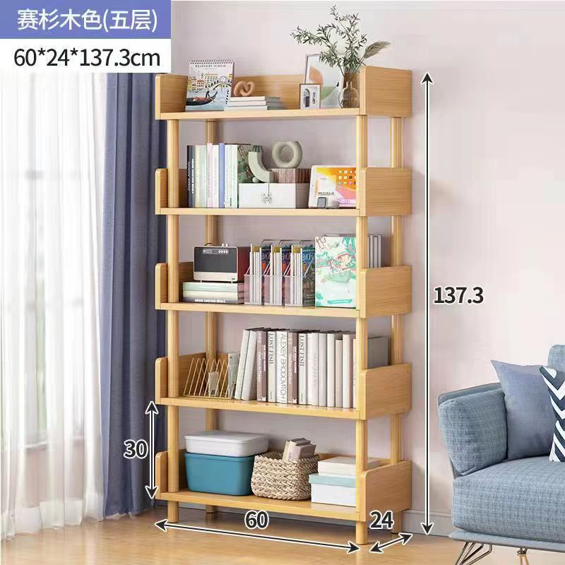 5 Layer Bookshelf with Door Cabinet Multilayer Storage Rack Display ...