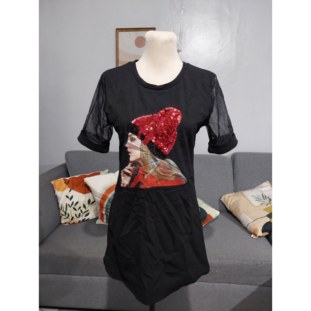 pre-loved graphic shirt dress (S) | Shopee Philippines