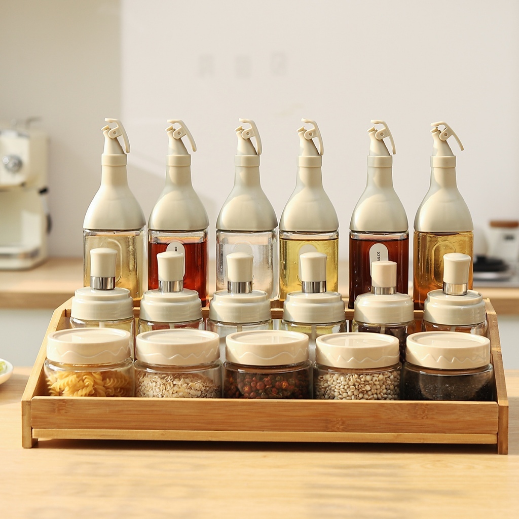 18-in-1 glass condiment bottle soy sauce condiment bottle set kitchen ...
