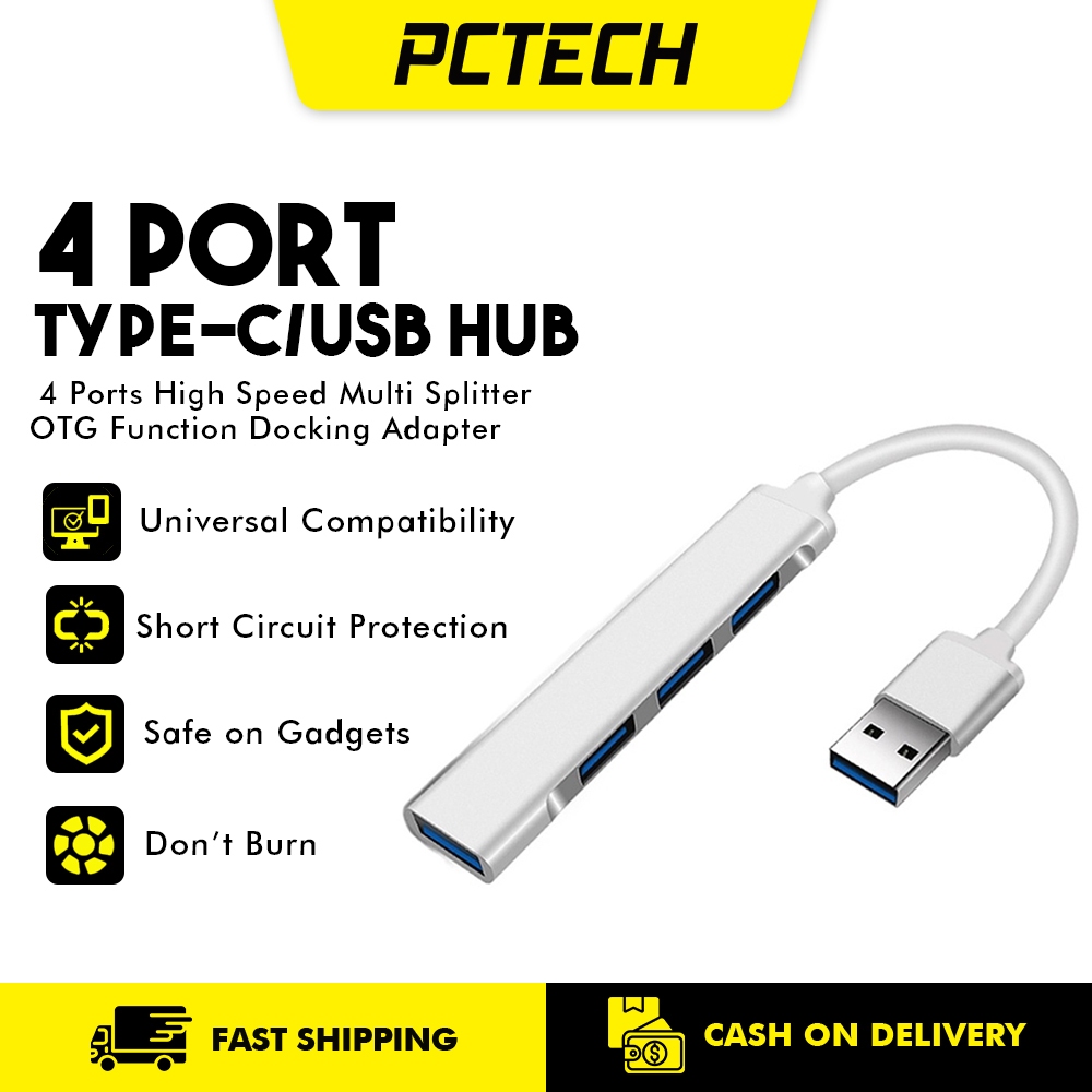 Popcorn USB Hub 3.0 Type C 3.1 4 Ports High Speed Multi Splitter ...