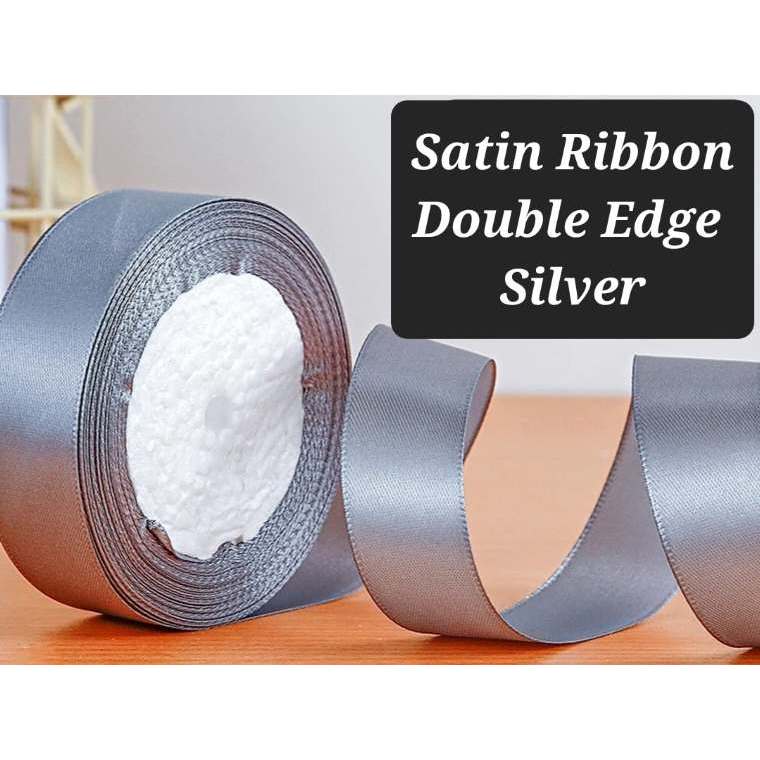 SILVER Satin Ribbons Double Edge | Shopee Philippines