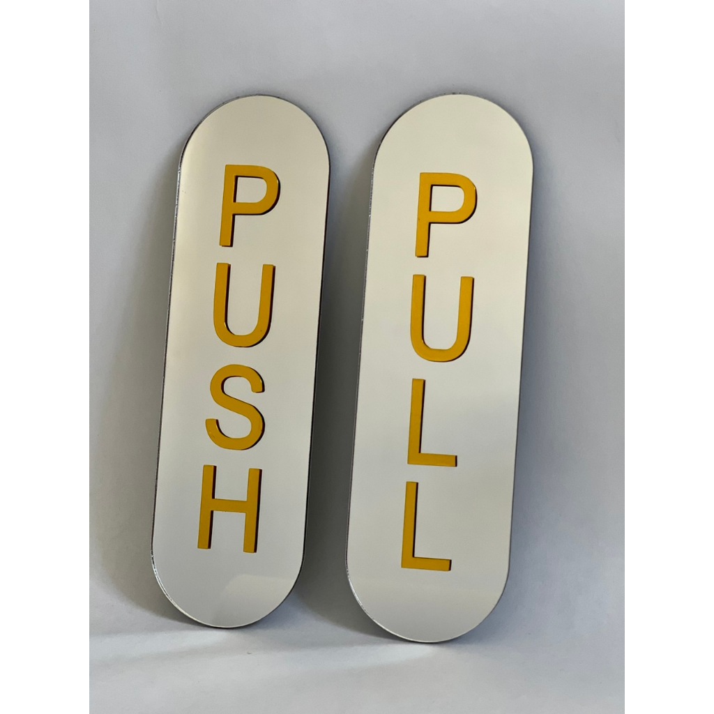 Acrylic Signage Shop Door Pull Push Sign (Acrylic with Vinyl Sticker ...