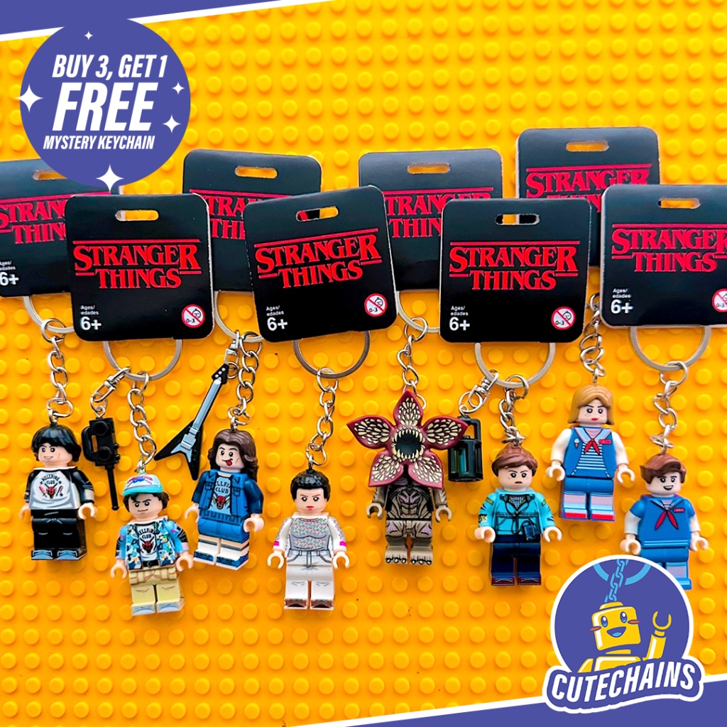 [PROMO] Stranger Things Eddie Steve Dustin Eleven Custom Brick Keychain ...