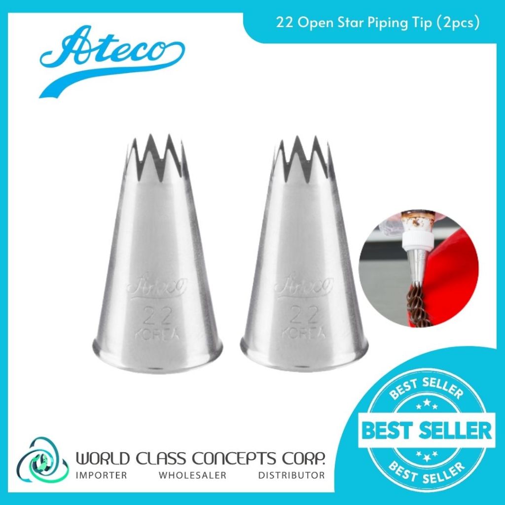 Ateco 22 Open Star Piping Tip Stainless Steel Icing Tip ( Set of 2 ...