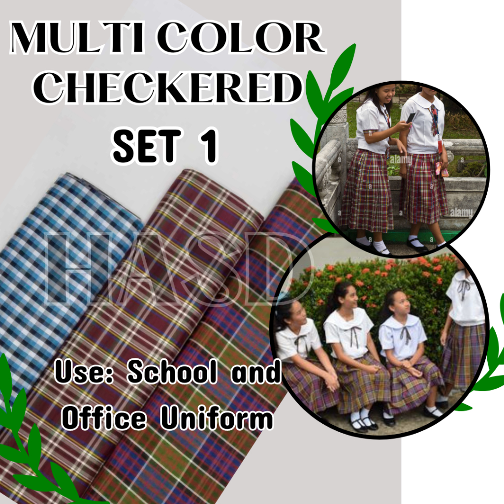 Checkered Multi-Color SET 1 Woven Textile Fabric (60'' Width) for ...