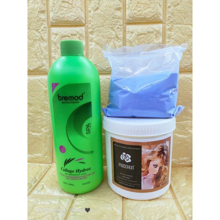 ECAS BLEACHING POWDER 500ML WITH BREMOD SPA HAIR CARE COLLAGE HYDROX ...