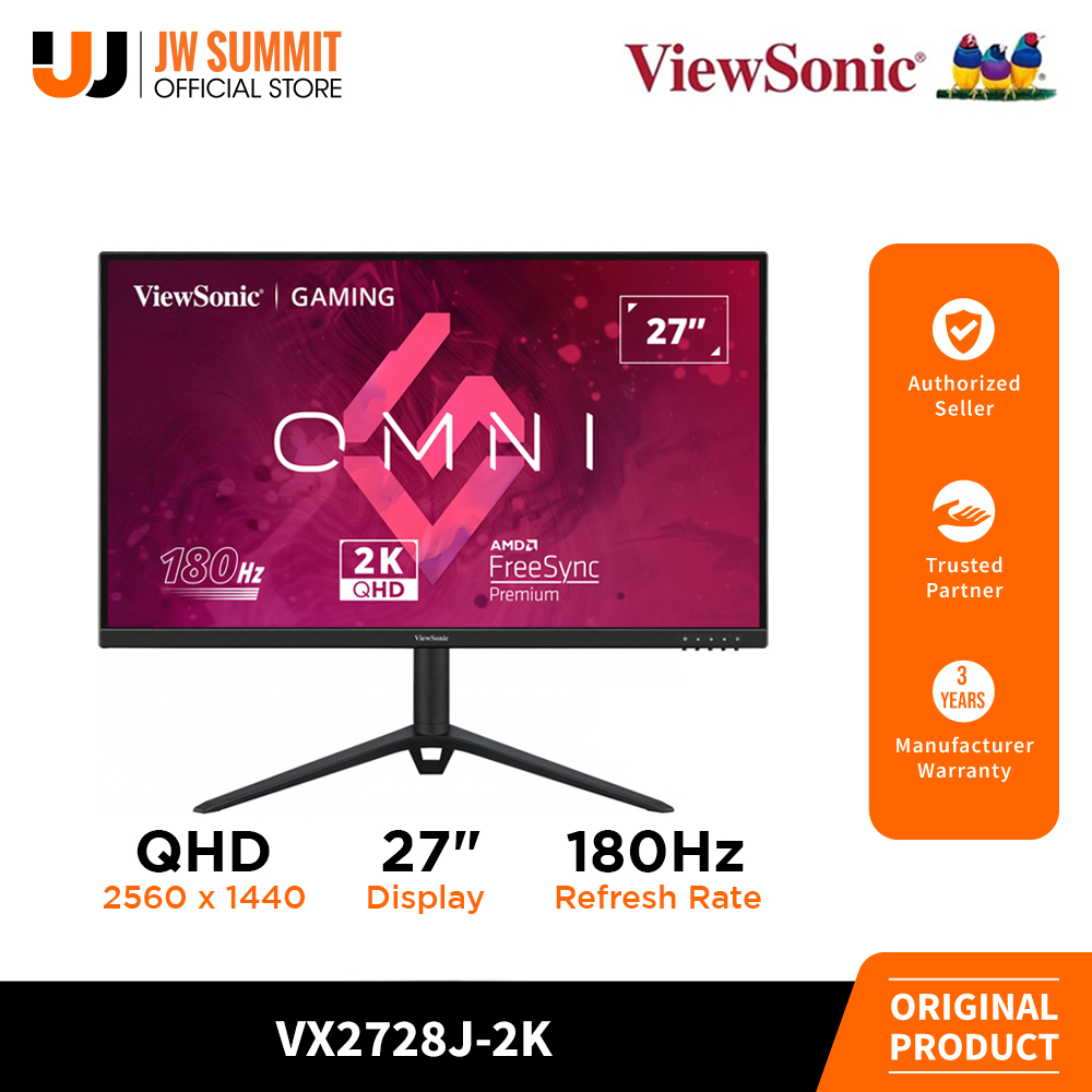 ViewSonic VX2728J-2K 27" 2K QHD 180Hz 0.5ms Fast IPS Ergonomic Gaming ...