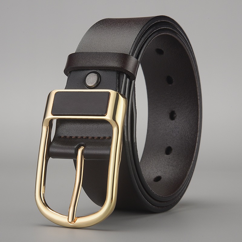 Men Retro Belts Smooth Leather Alloy Pin Buckle Waistband Business ...