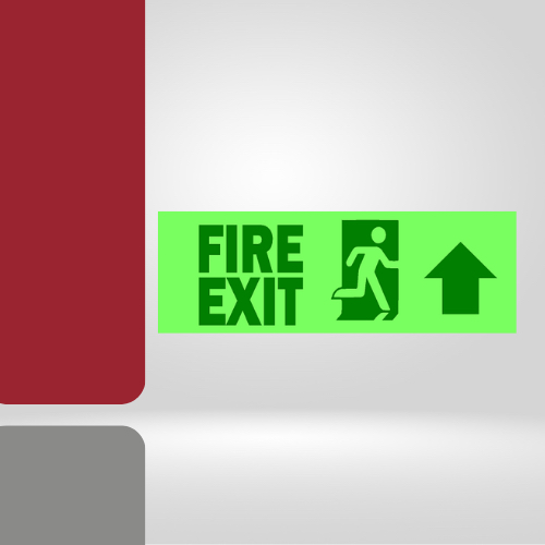 Luminous Fire exit signage glow in the dark cut out sticker on 3mm ...