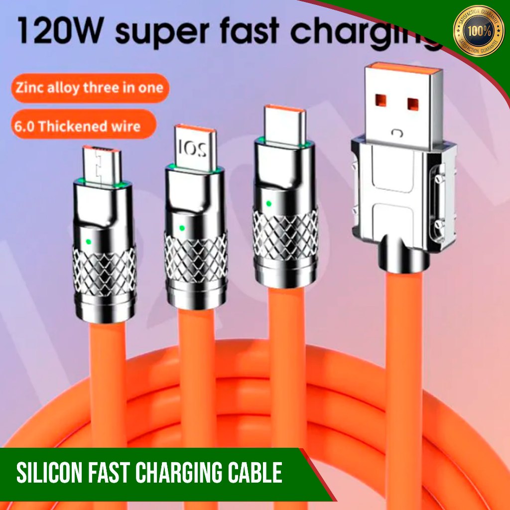 Original 6A Type-c Micro USB Ios USB Liquid Silicone Cable Fast Charger ...