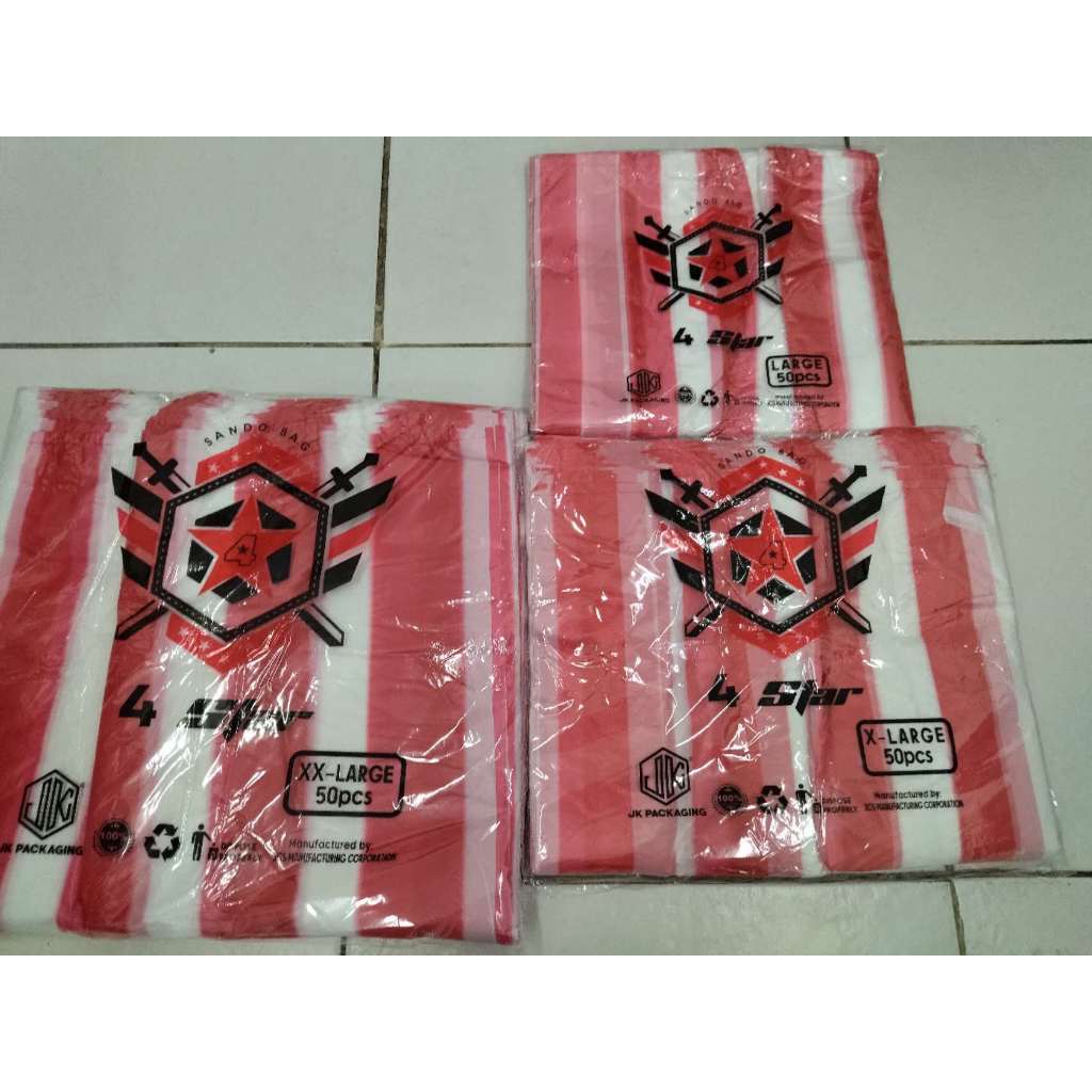 PC TECH Sando Bag Red Stripe 4 Star 50pcs per pack | Shopee Philippines