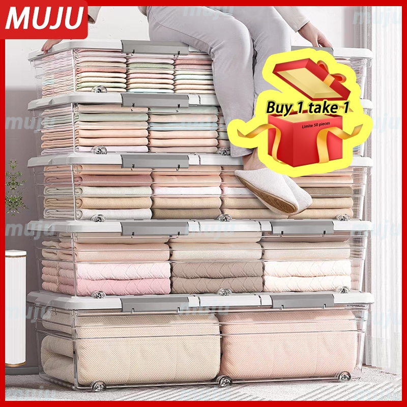 MUJU Under Bed Storage Box With Wheels Oversize Clothing Storage Box ...