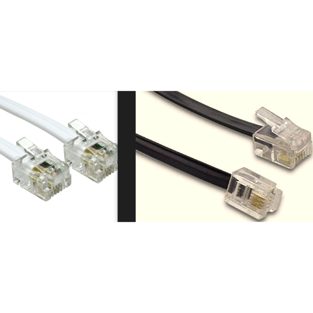 Telephone landline extension cord cable terminated lack grey gray cord ...