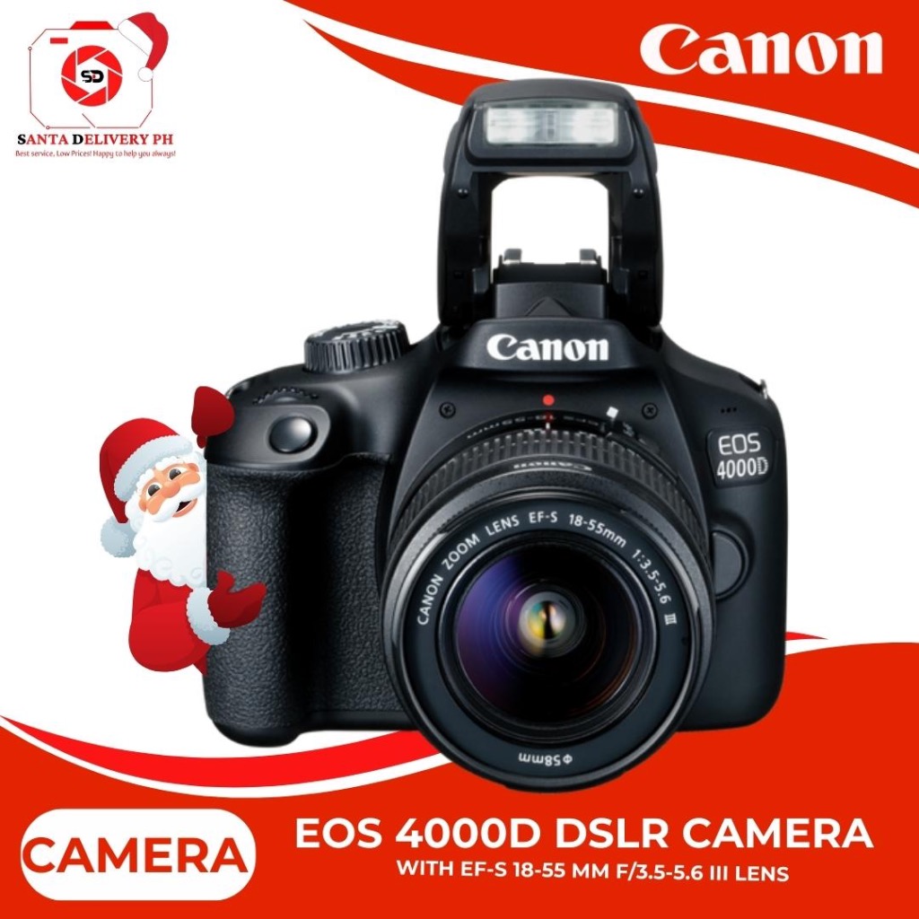 Canon EOS 4000D DSLR Camera with EF-S 18-55 mm f/3.5-5.6 III Lens ...