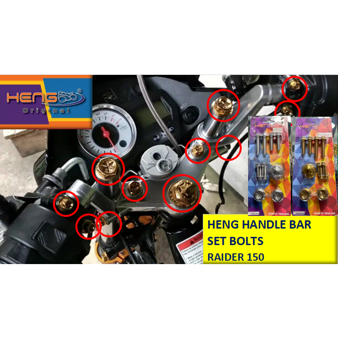 HENG ORIGINAL Handle Bar Set Bolts for Raider 150 (sold as set ...