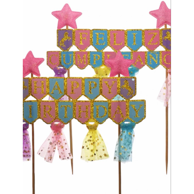 Happy birthday pastel banderitas cardstock cake topper | Shopee Philippines