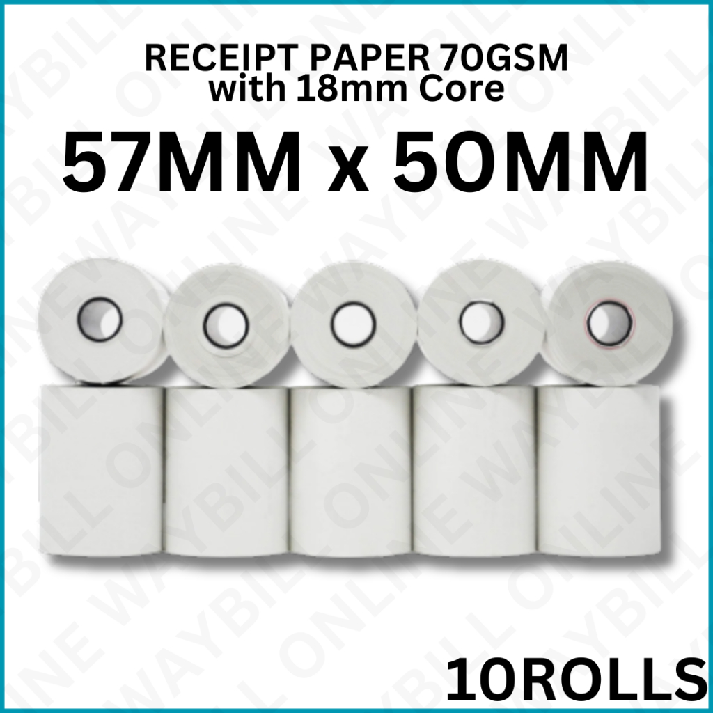 Receipt Paper Coreless 10ROLLS (57mm x 30mm, 40mm, 50mm) 60GSM/70GSM ...