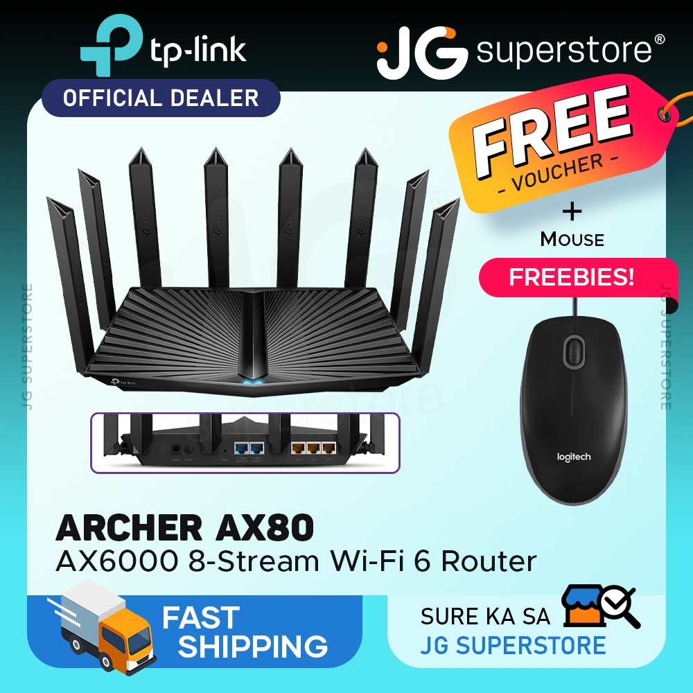TP-Link Archer AX80 Lightning Fast AX6000 8-Stream MU-MIMO Wi-Fi 6 Router w/ 2.5G Multi-Gigabit ...